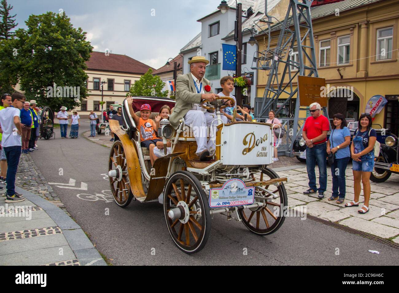 Dora 1906, early electric car built in 1906 in Genova, Italy on display ...