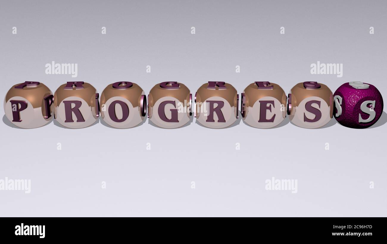 PROGRESS combined by dice letters and color crossing for the related ...