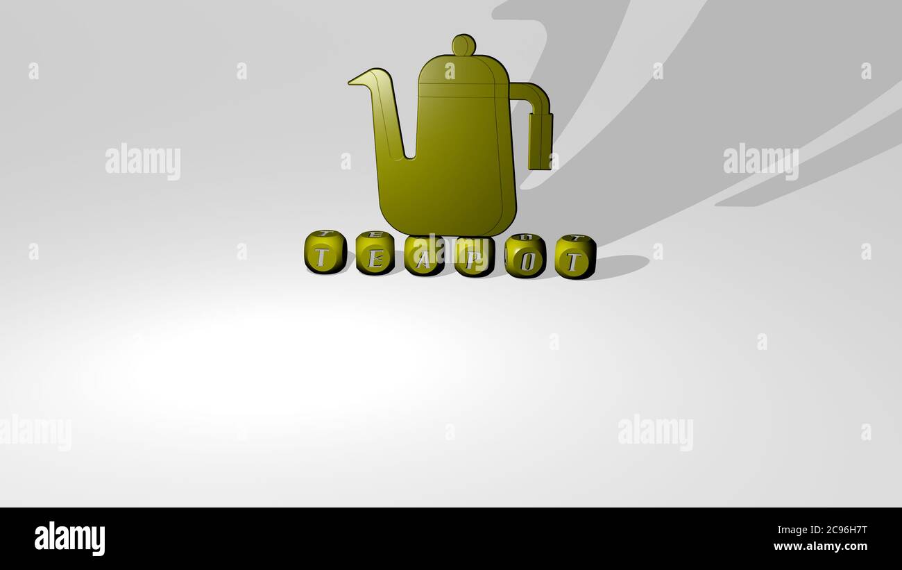 3D graphical image of teapot vertically along with text built by ...