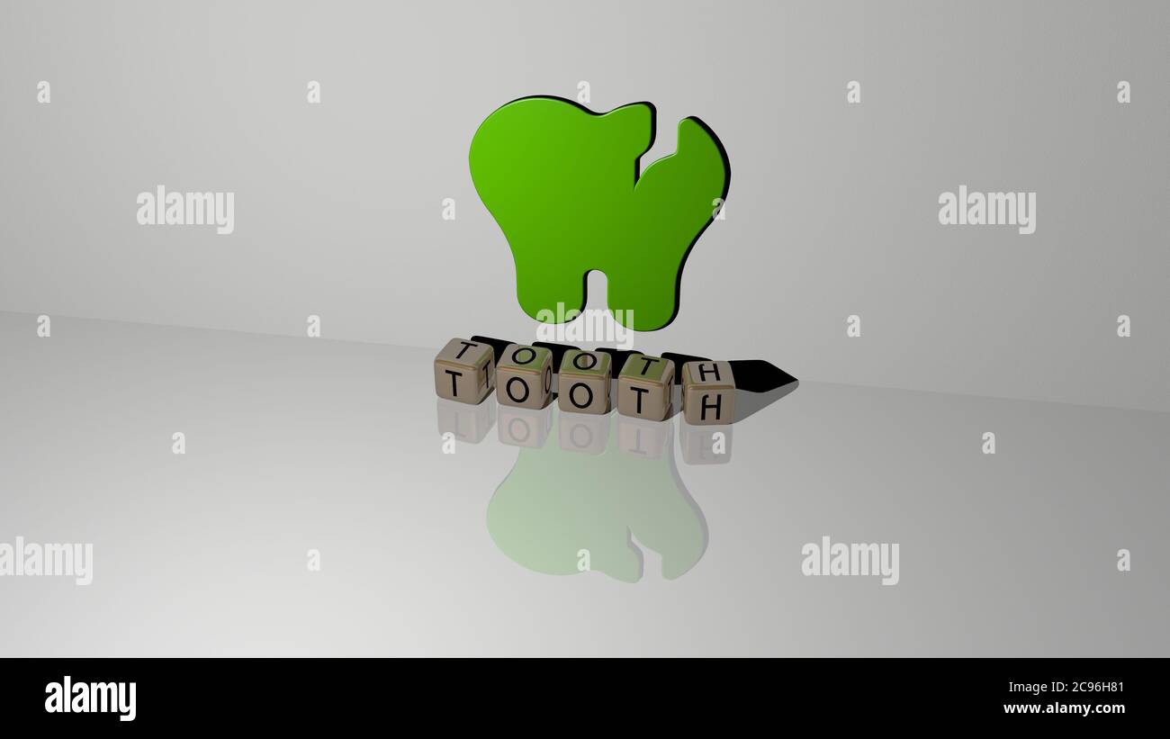 3D graphical image of tooth vertically along with text built by ...