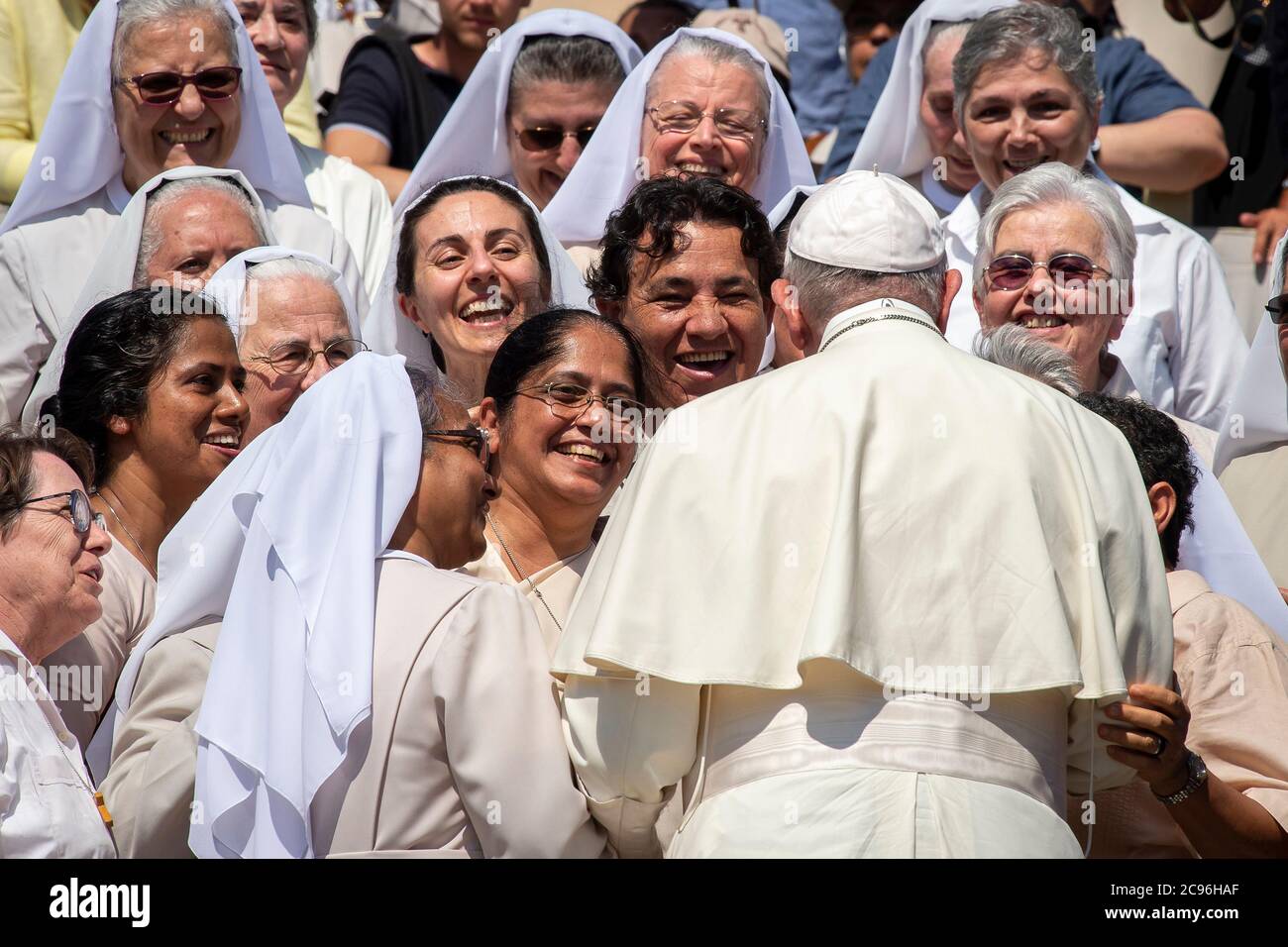 Pope Francis meets with nuns at the end of his weekly general audience ...