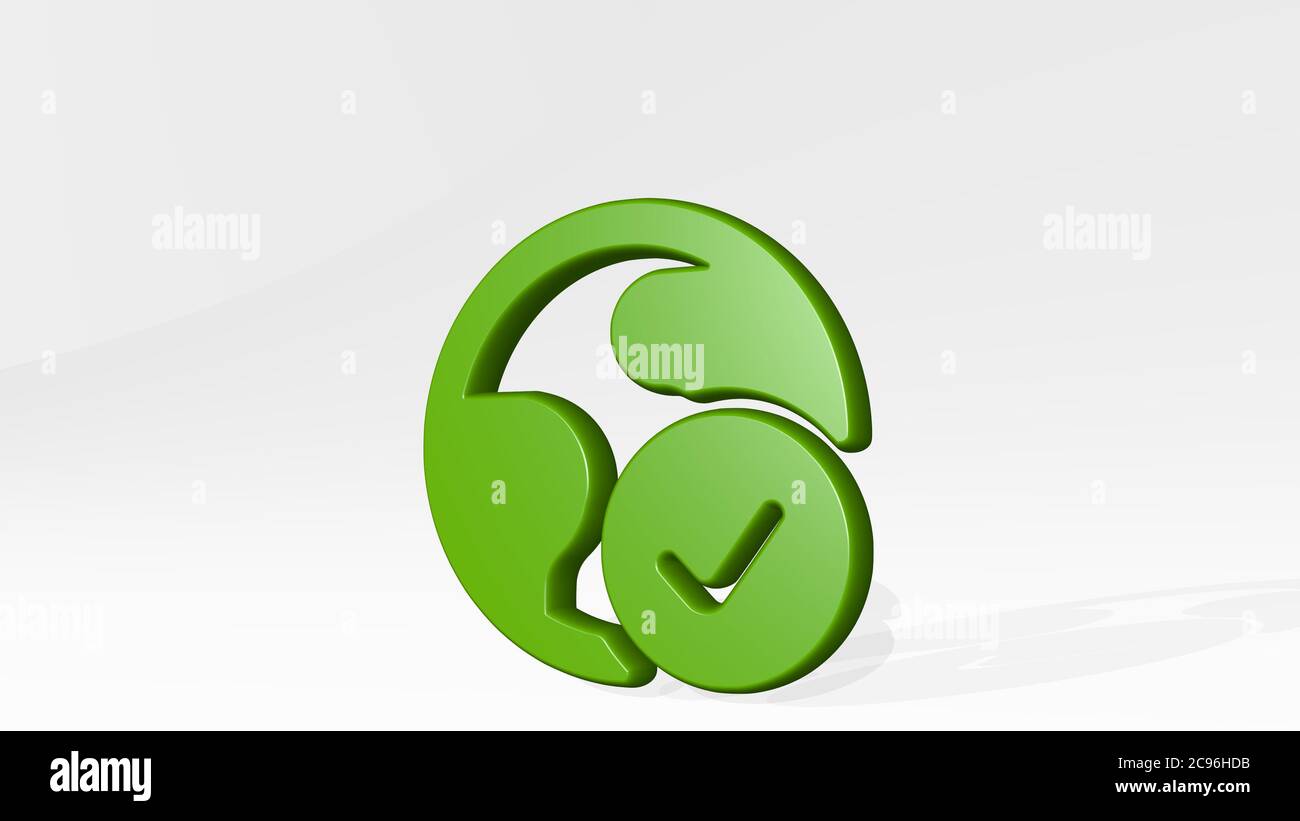 earth check stand with shadow. 3D illustration of metallic sculpture ...