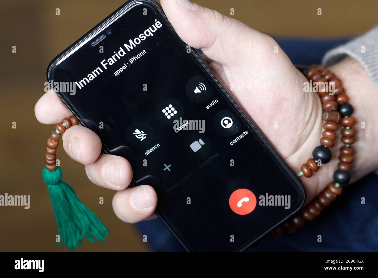 Image on a smartphone. Call to the Imam of the mosque. France Stock ...