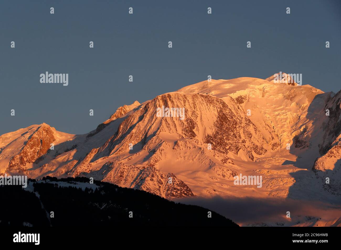 French Alps. Sunset over the Mont-Blanc massif. Saint Gervais. France ...