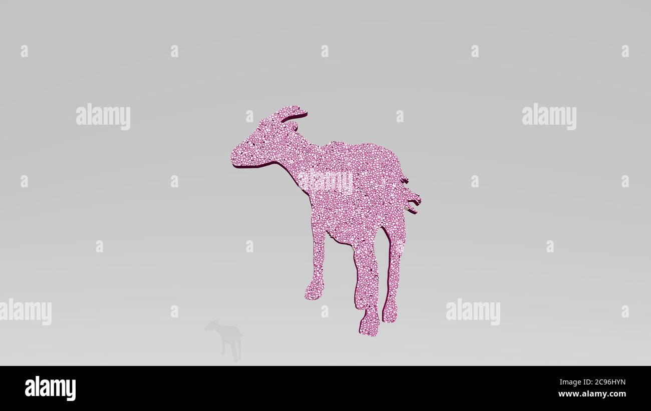 goat from a perspective on the wall. A thick sculpture made of metallic ...