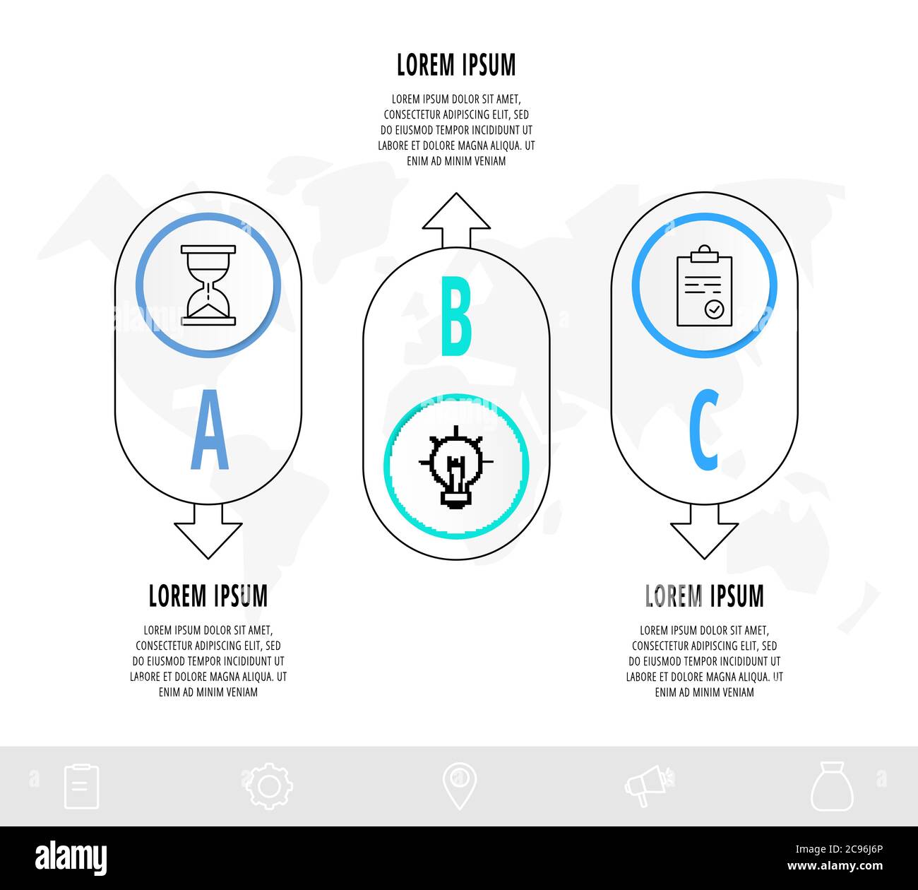 Vector circle infographics with 3 arrows. Three step line template ...