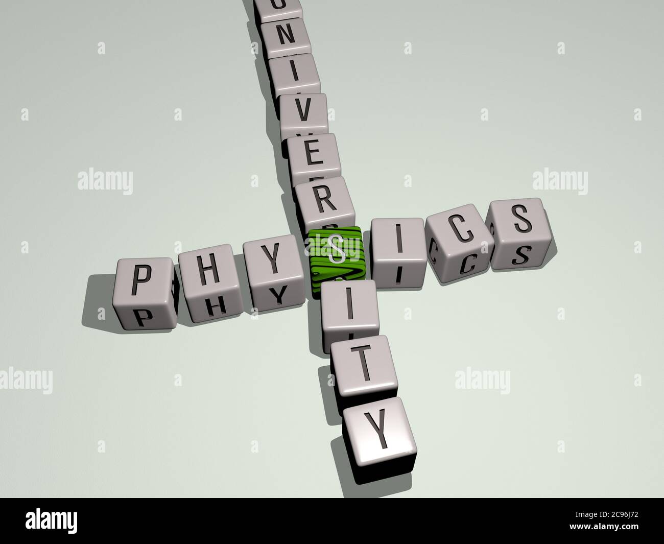 physics university combined by dice letters and color crossing for the ...