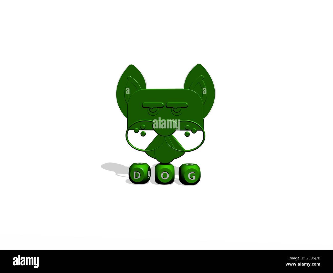 3D representation of DOG with icon on the wall and text arranged by ...