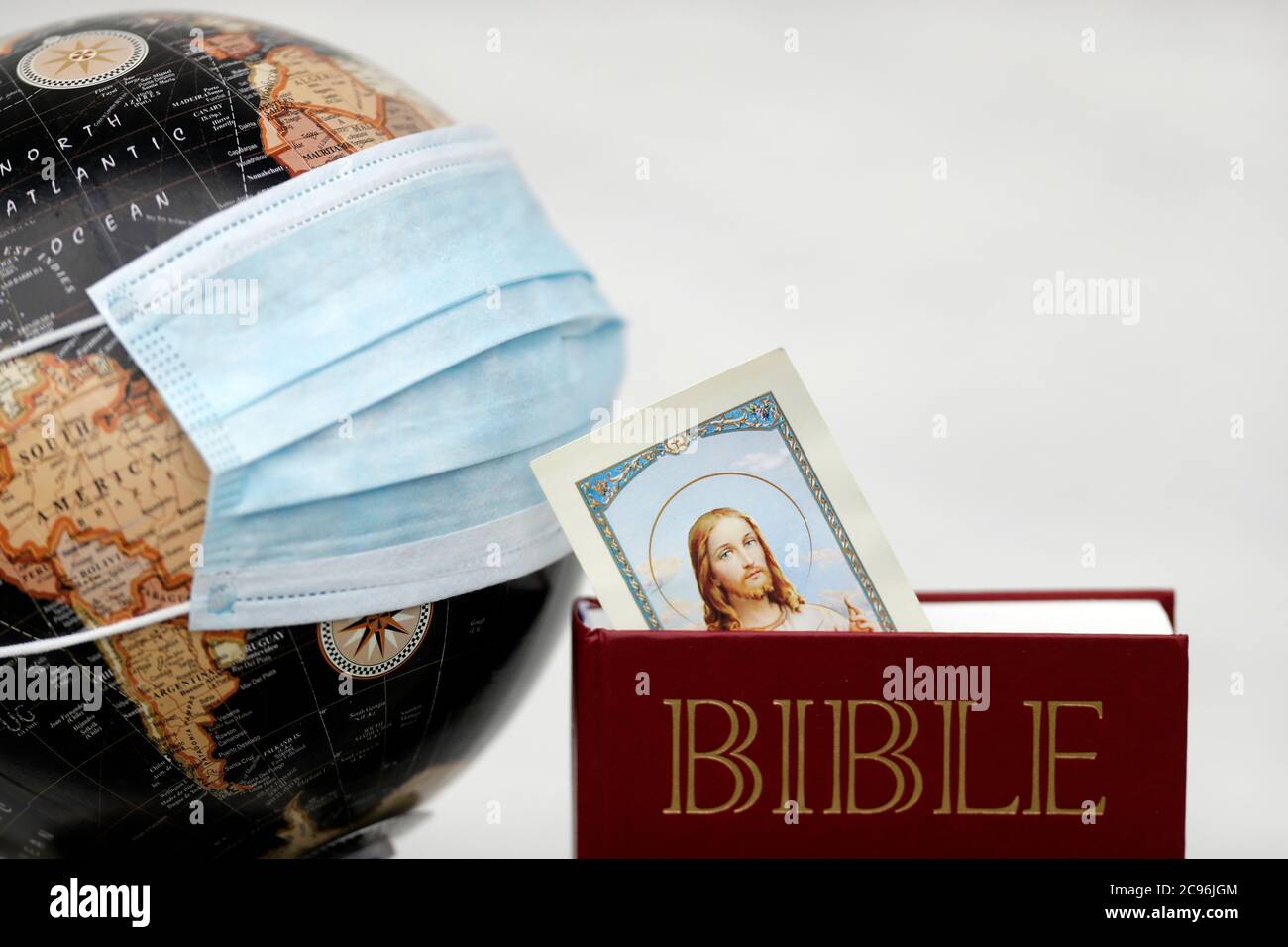 Coronavirus epidemic (covid-19). Global pandemic. Bible and world map ...