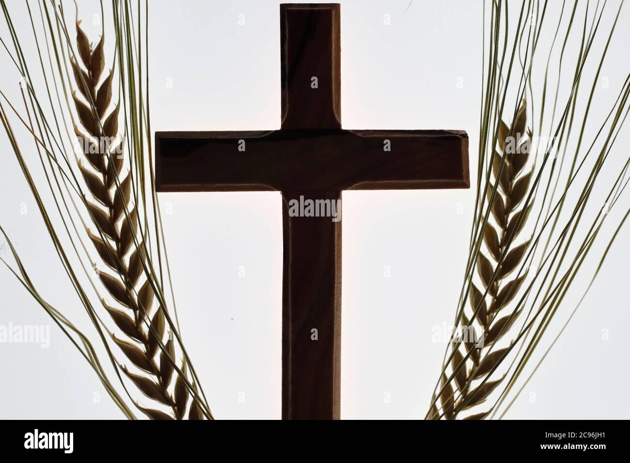 Christian cross and ears of wheat. France Stock Photo - Alamy