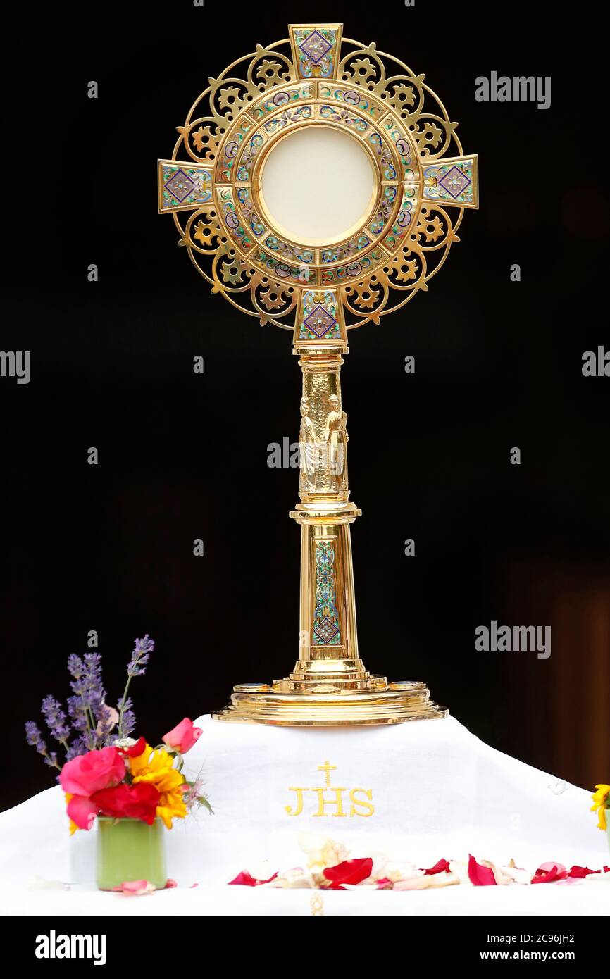 Corpus Christi or Feast of the Blessed Sacrament. Eucharistic adoration ...