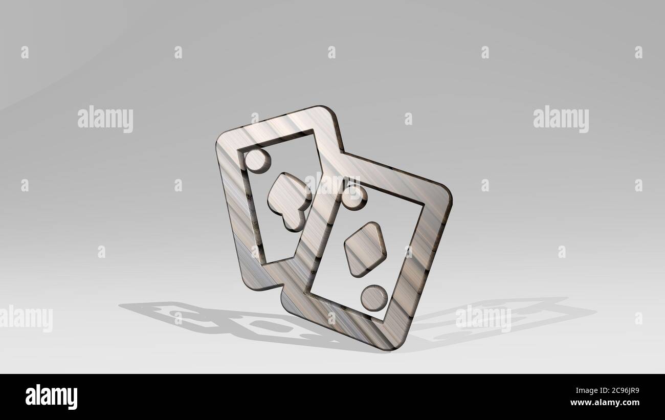 CARD GAME CARDS SPADE DIAMOND made by 3D illustration of a shiny ...