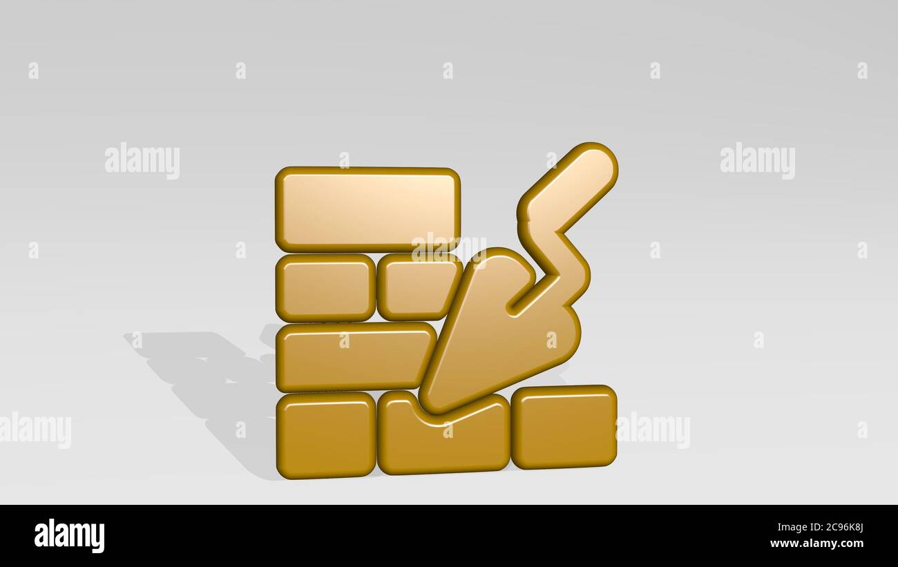 CONSTRUCTION BRICK stand with shadow. 3D illustration of metallic ...