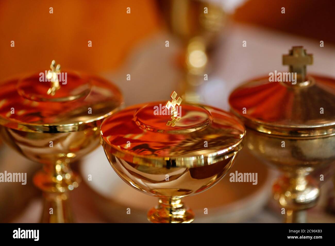 Saint Louis de Novel Church. Catholic mass. Eucharist table. Annecy ...