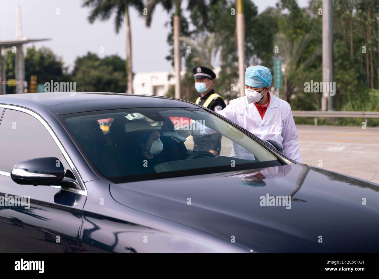 The coronavirus check post on the highway Stock Photo - Alamy