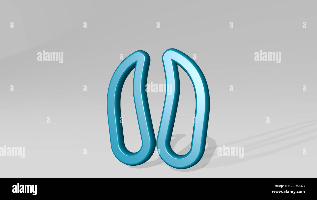 animal print two fingers stand with shadow. 3D illustration of metallic ...