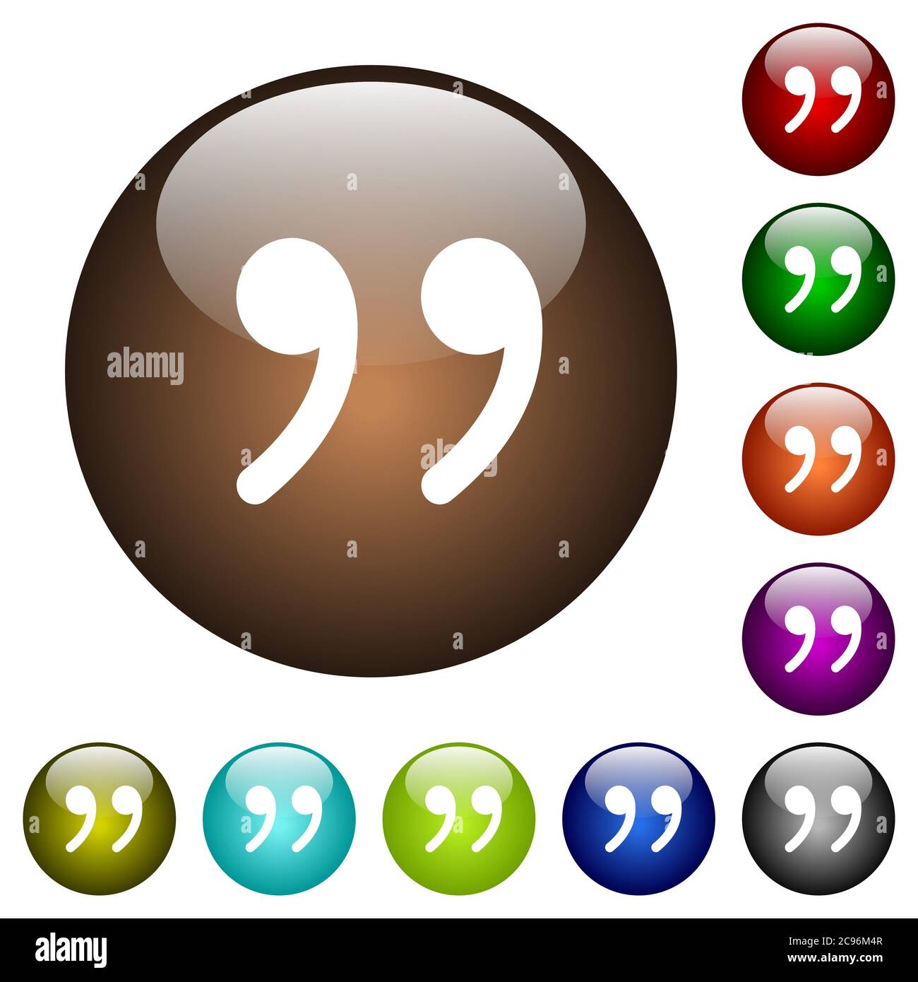 Quotation mark white icons on round color glass buttons Stock Vector ...