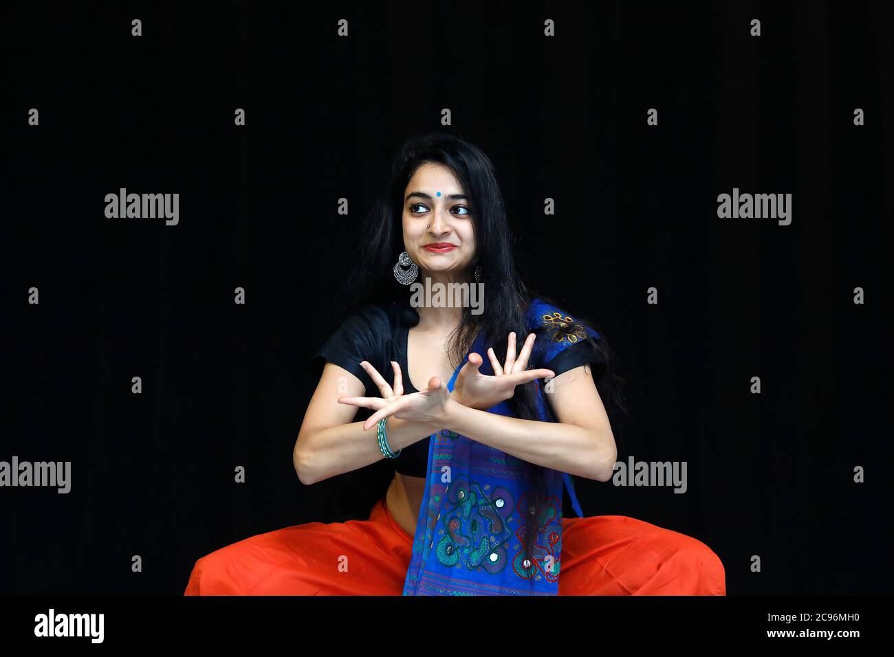 Indian dancer. Flower mudra. Paris, France Stock Photo - Alamy