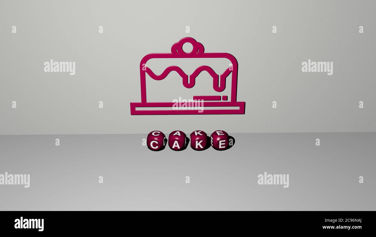 3D representation of CAKE with icon on the wall and text arranged by ...