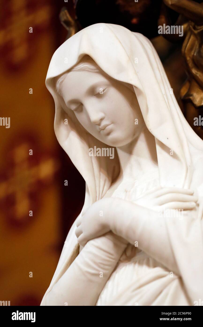 Basilica of Our Lady of Geneva. The statue of Our Lady of Geneva ...