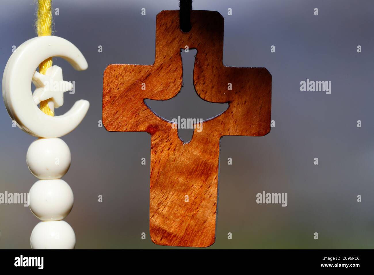 Christianity and Islam 2 monotheistic religions. Christian cross and ...