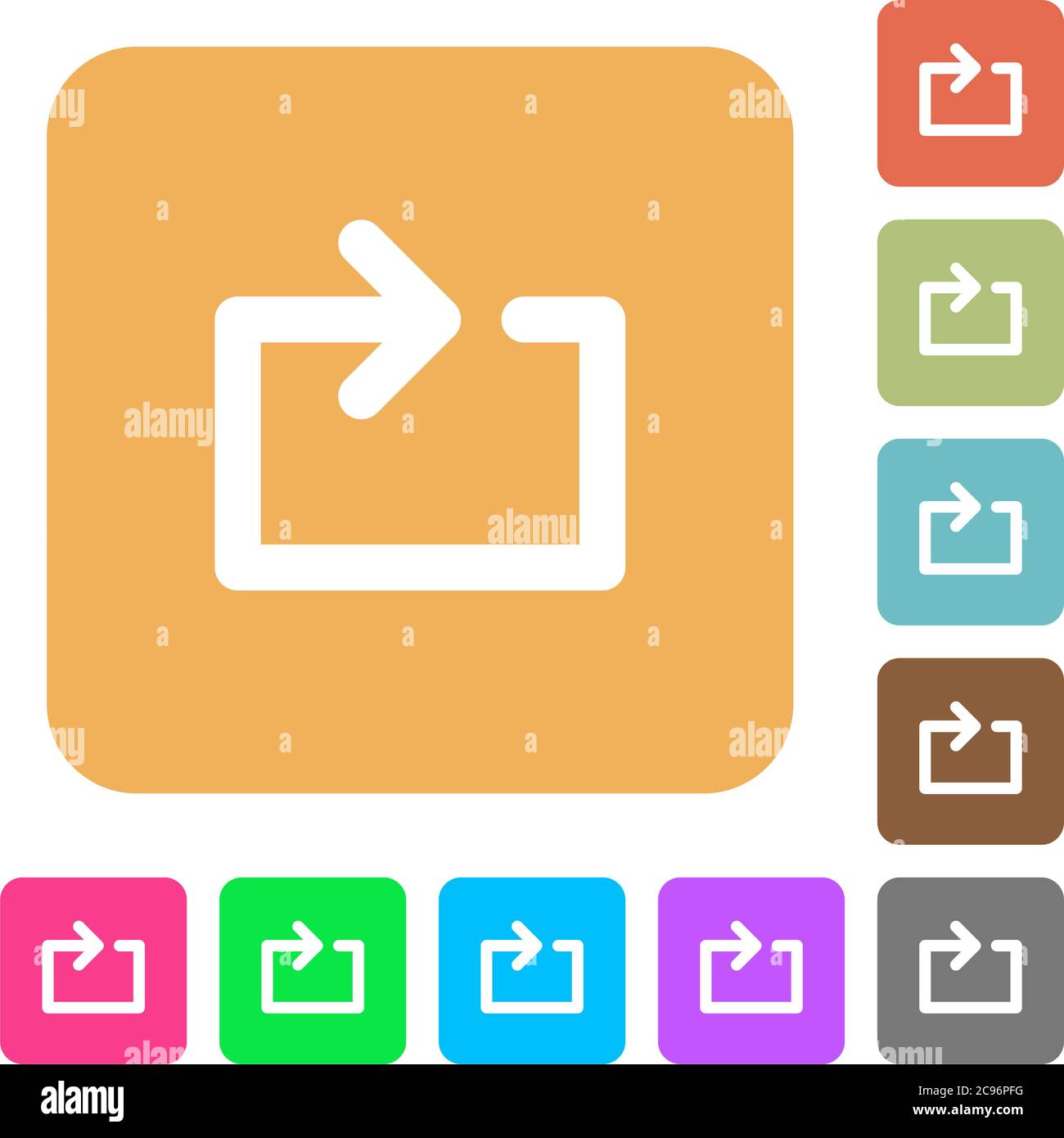 Media loop flat icons on rounded square vivid color backgrounds Stock ...