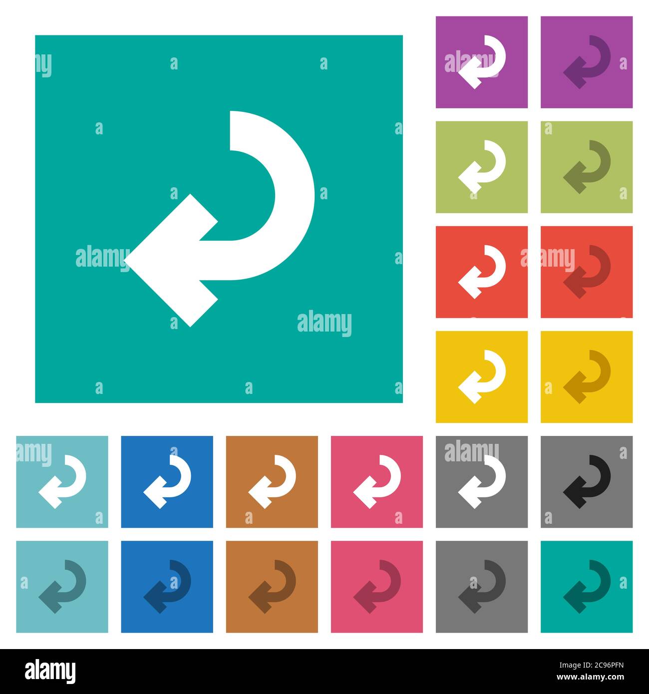 Return arrow multi colored flat icons on plain square backgrounds ...