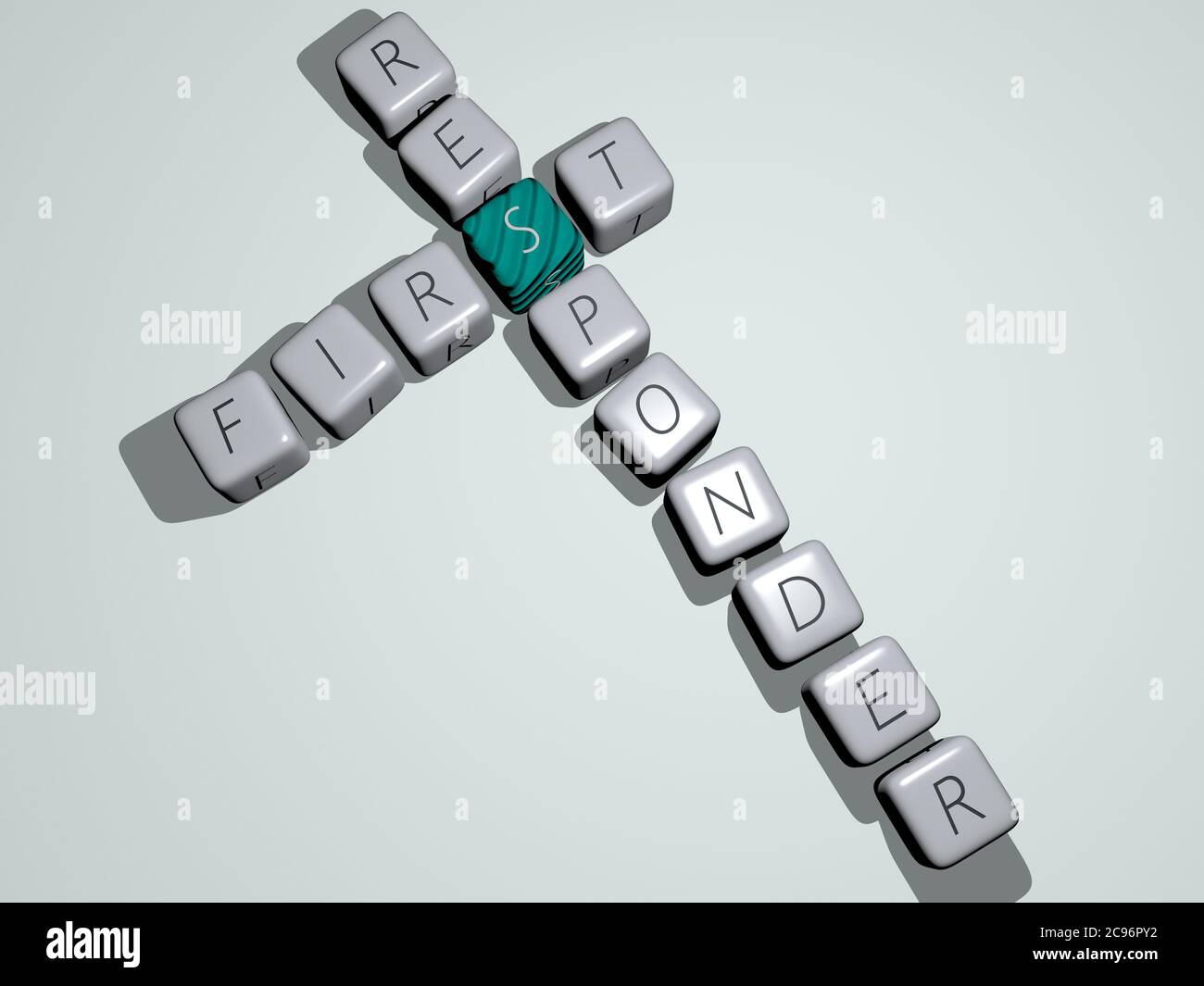 crosswords of FIRST RESPONDER arranged by cubic letters on a mirror ...