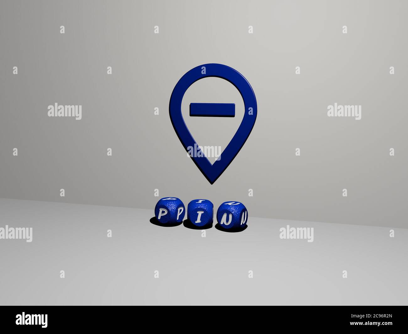 3D illustration of PIN graphics and text made by metallic dice letters ...