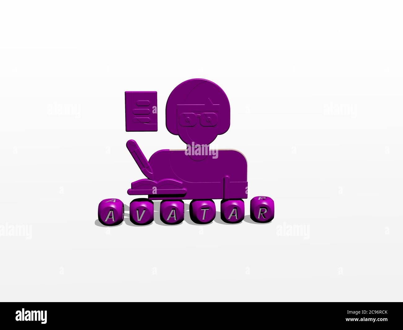 3D illustration of AVATAR graphics and text made by metallic dice ...