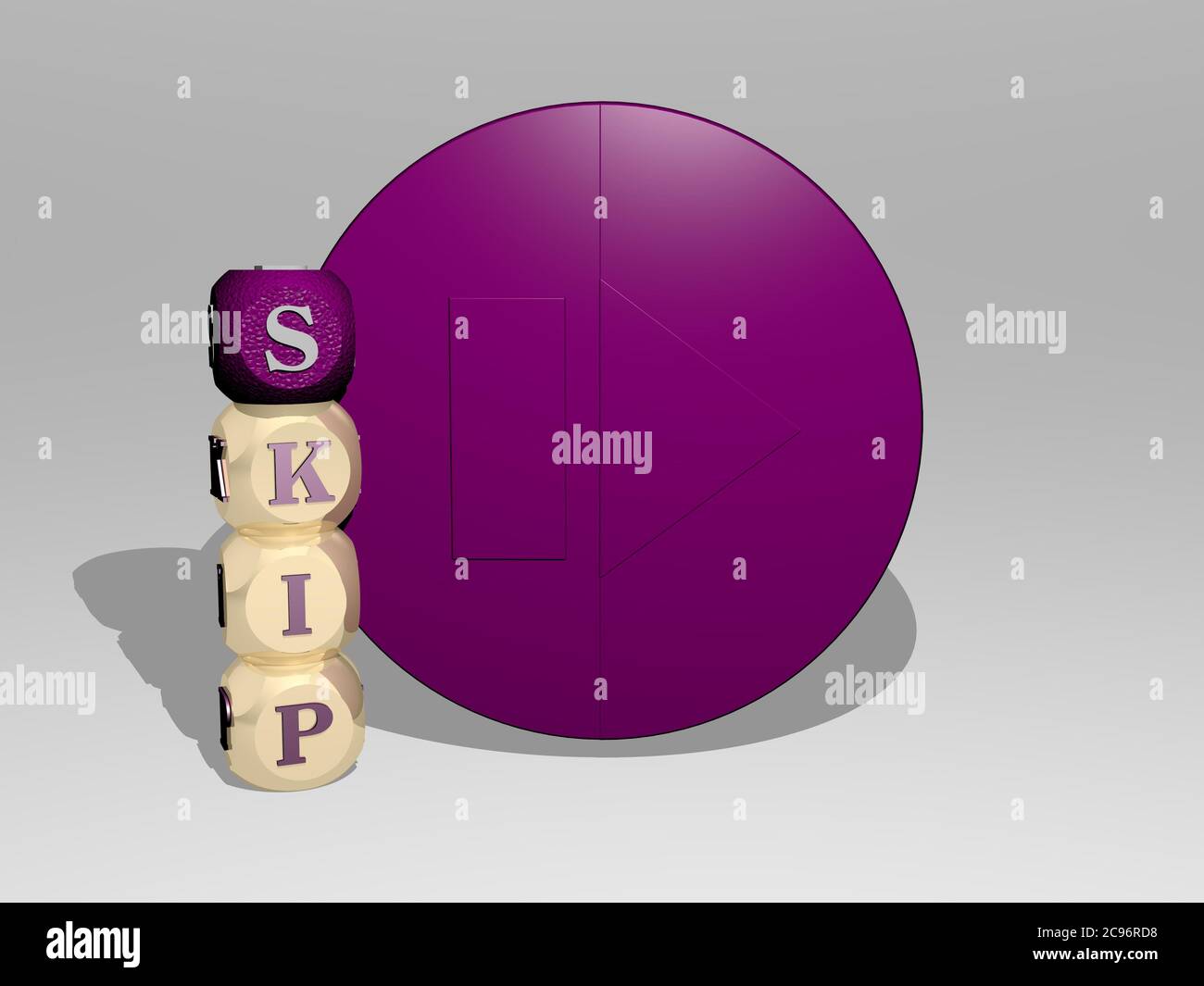 3D illustration of skip graphics and text around the icon made by ...