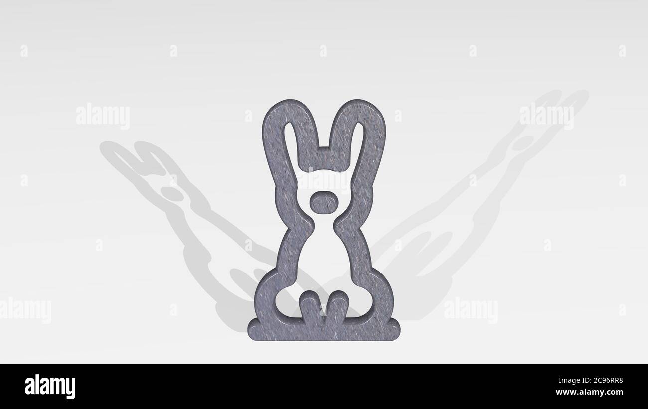 rabbit body made by 3D illustration of a shiny metallic sculpture ...