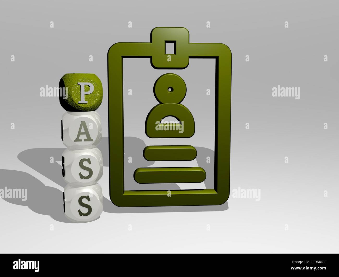 3D illustration of PASS graphics and text around the icon made by ...