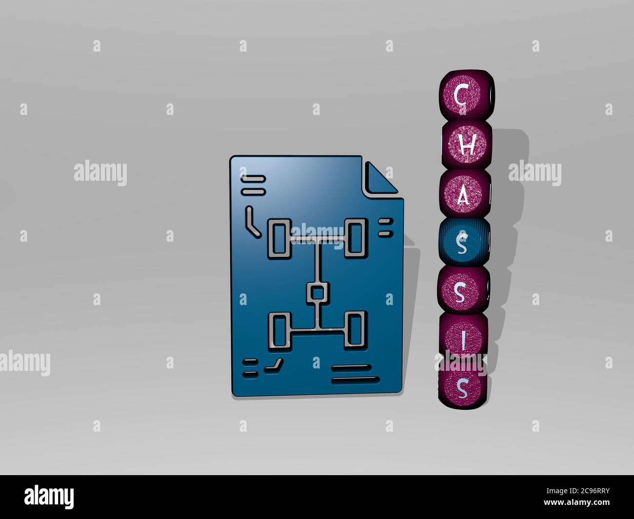 3D graphical image of chassis vertically along with text built around ...