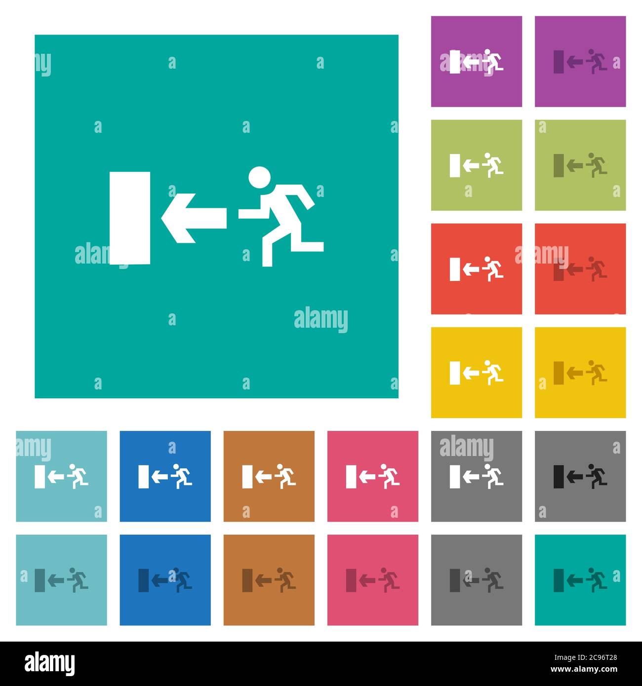 Exit sign multi colored flat icons on plain square backgrounds ...