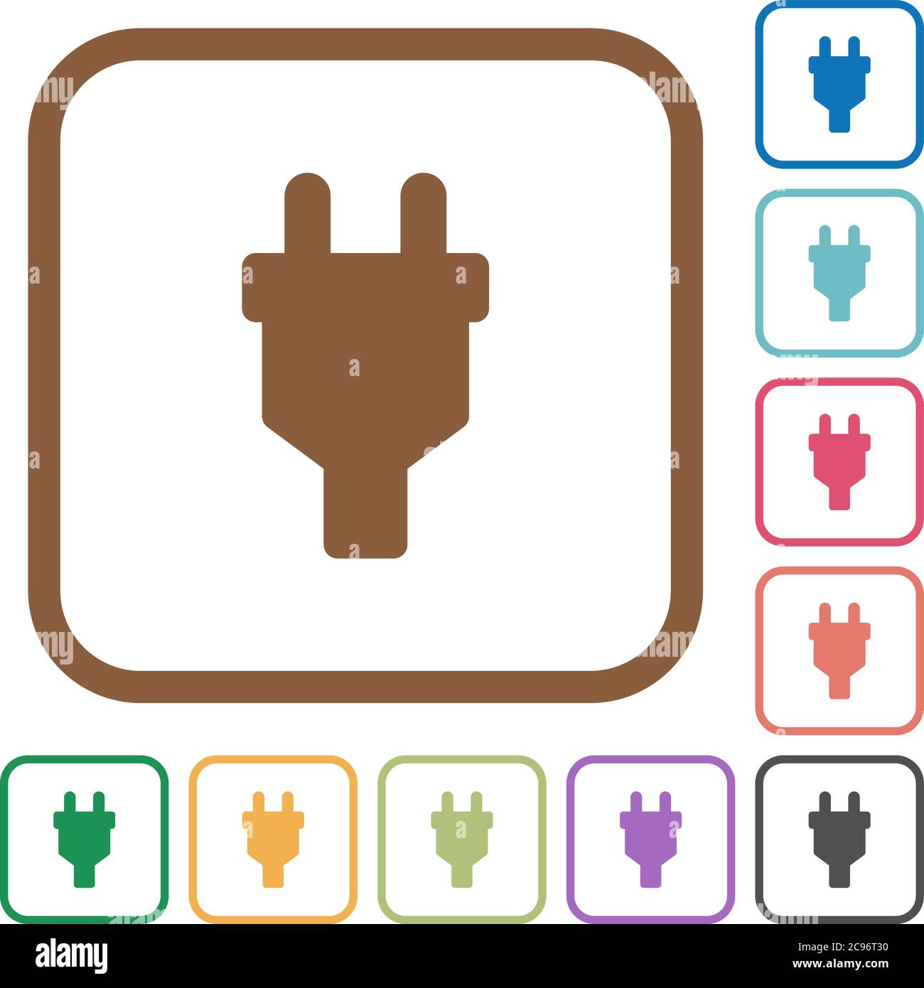 Power connector simple icons in color rounded square frames on white background Stock Vector ...