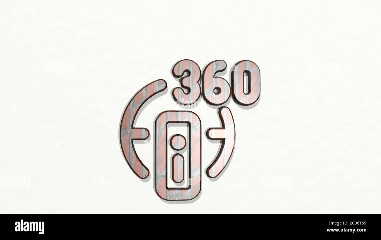 vr 360 remote controller on the wall. 3D illustration of metallic ...