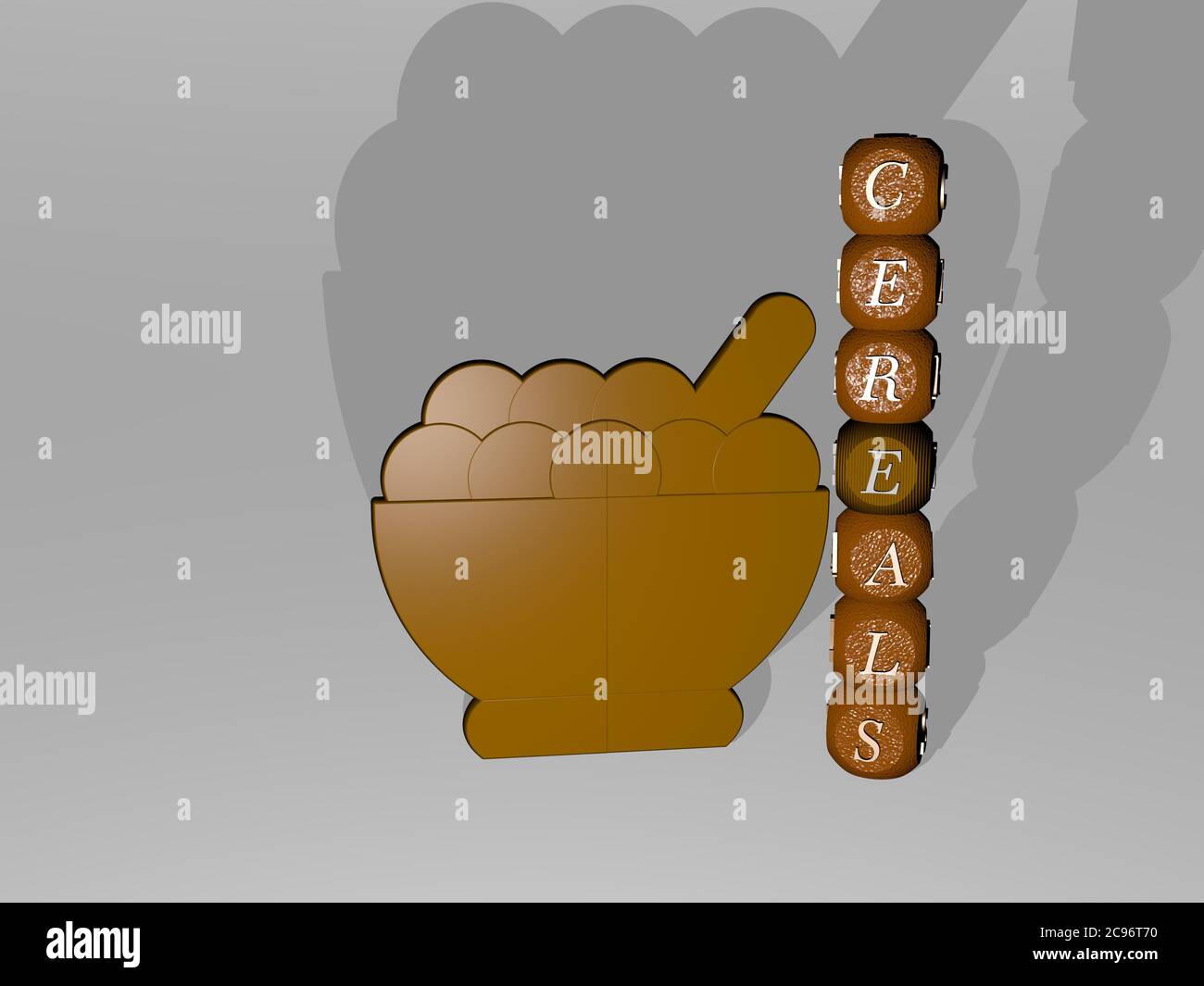 3D graphical image of cereals vertically along with text built around ...