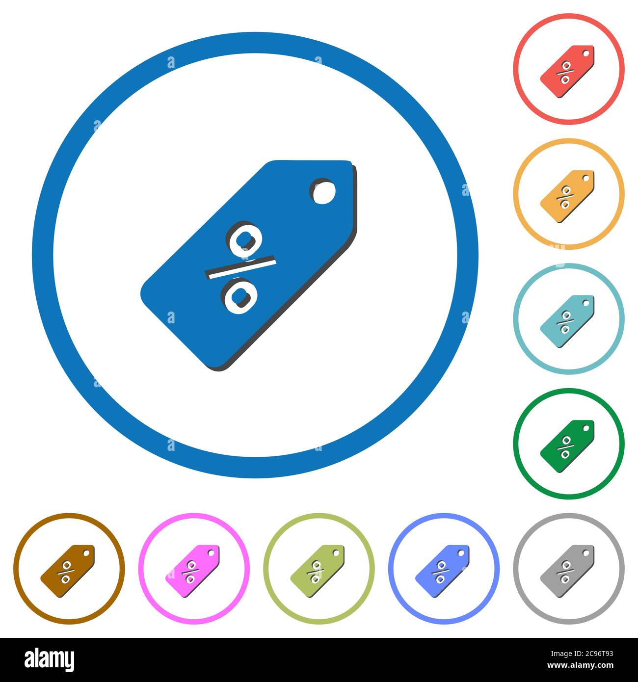 Discount price label flat color vector icons with shadows in round ...