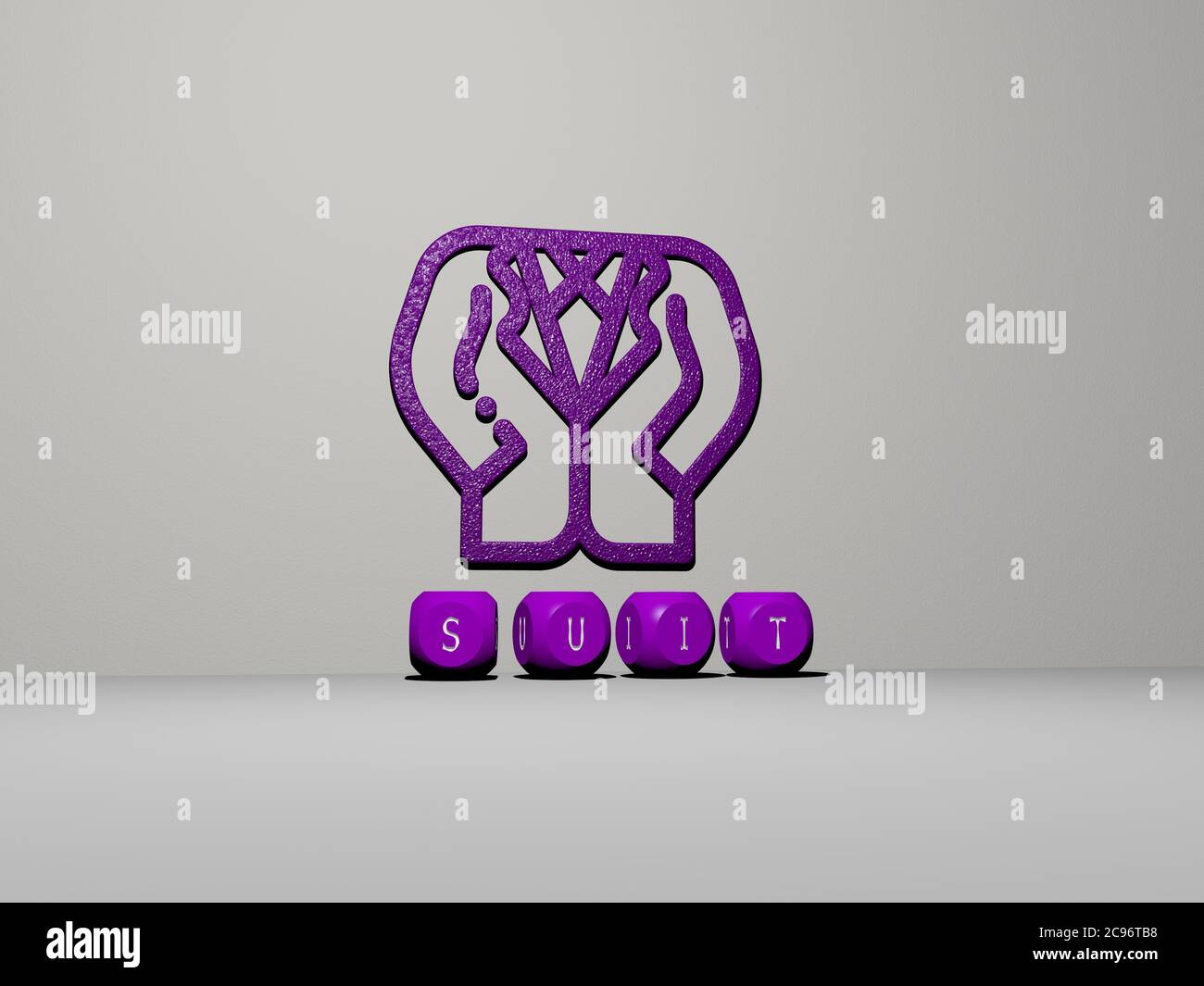 3D representation of SUIT with icon on the wall and text arranged by ...