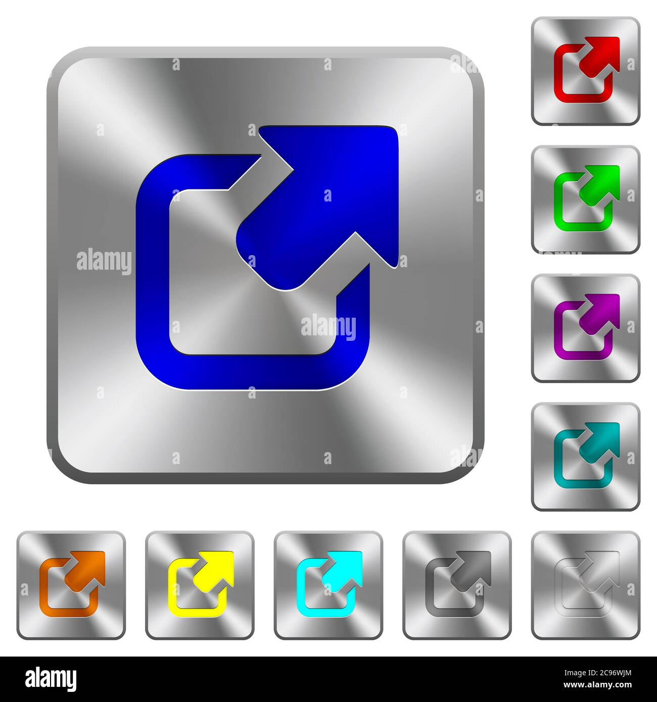 Export symbol with upper right arrow engraved icons on rounded square ...