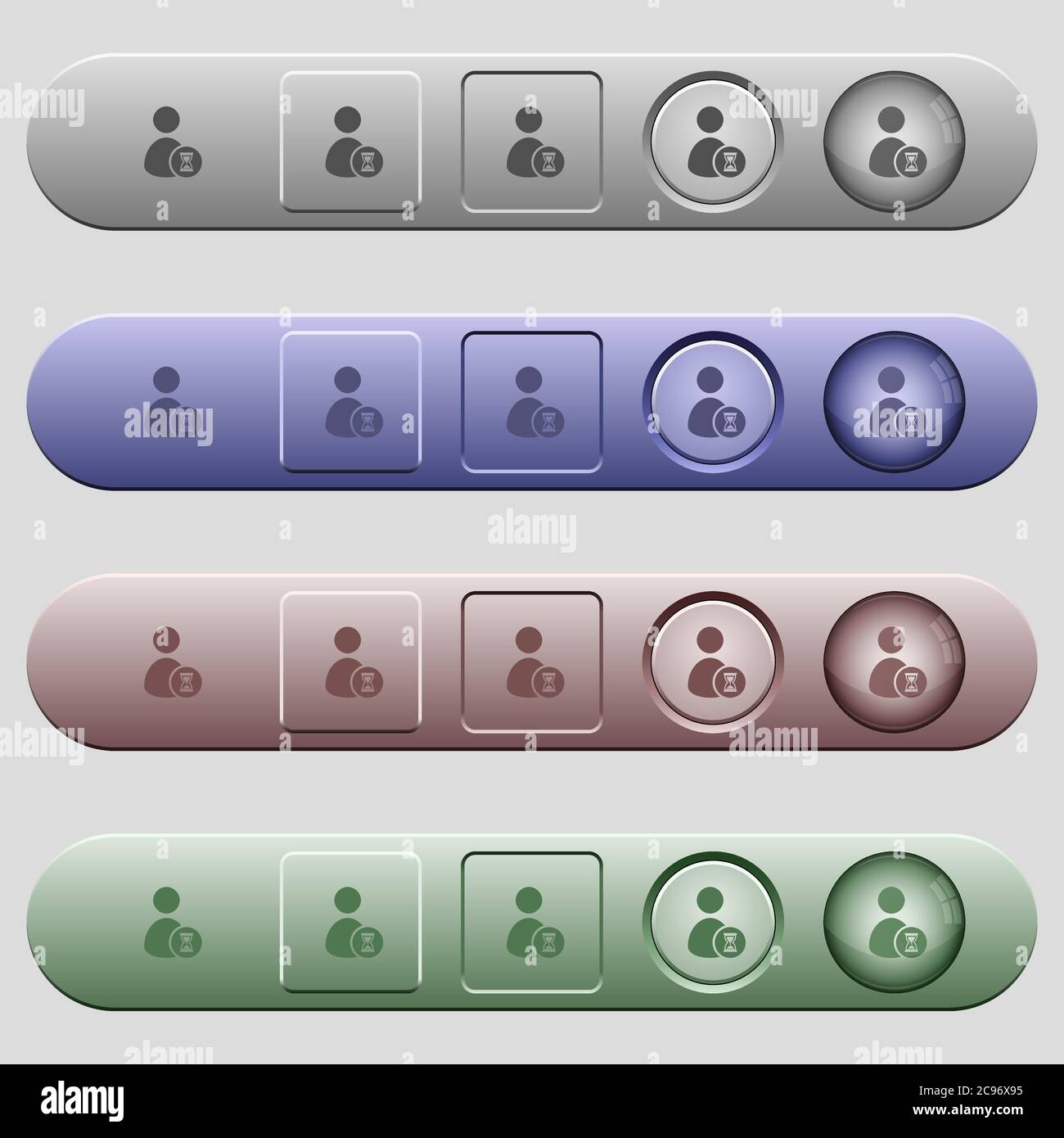 User account waiting icons on rounded horizontal menu bars in different ...