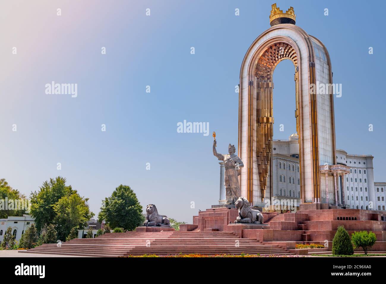 The Central Square In The Capital Of Tajikistan Dushanbe The Statue
