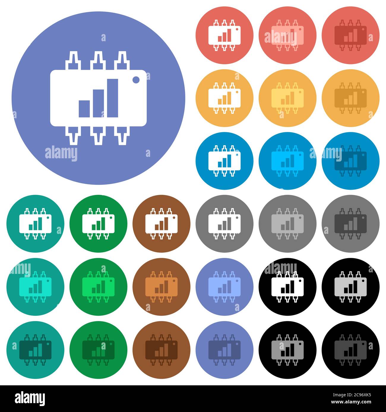Hardware acceleration multi colored flat icons on round backgrounds ...