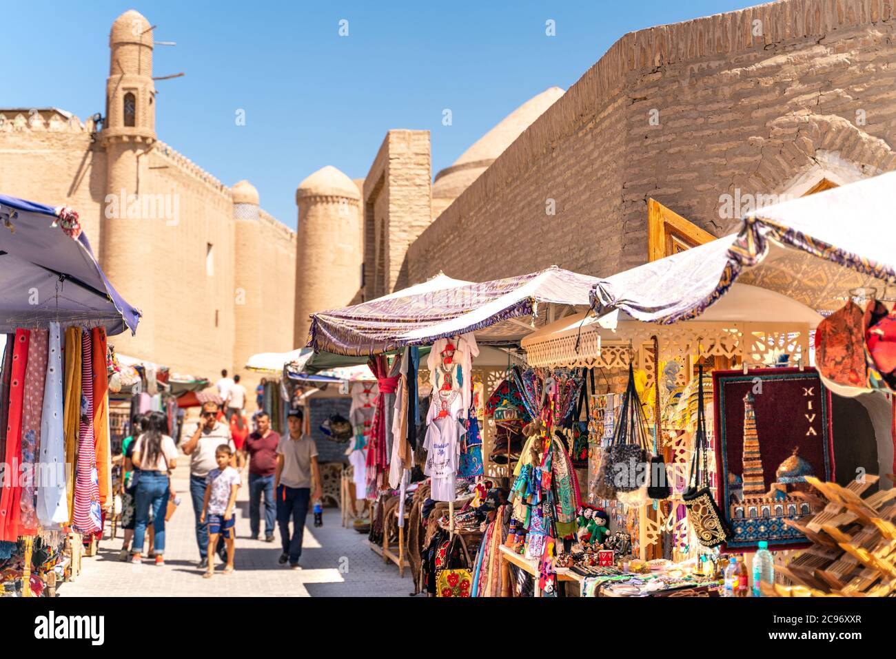 The view o famous bazaar street in Khiva Stock Photo - Alamy