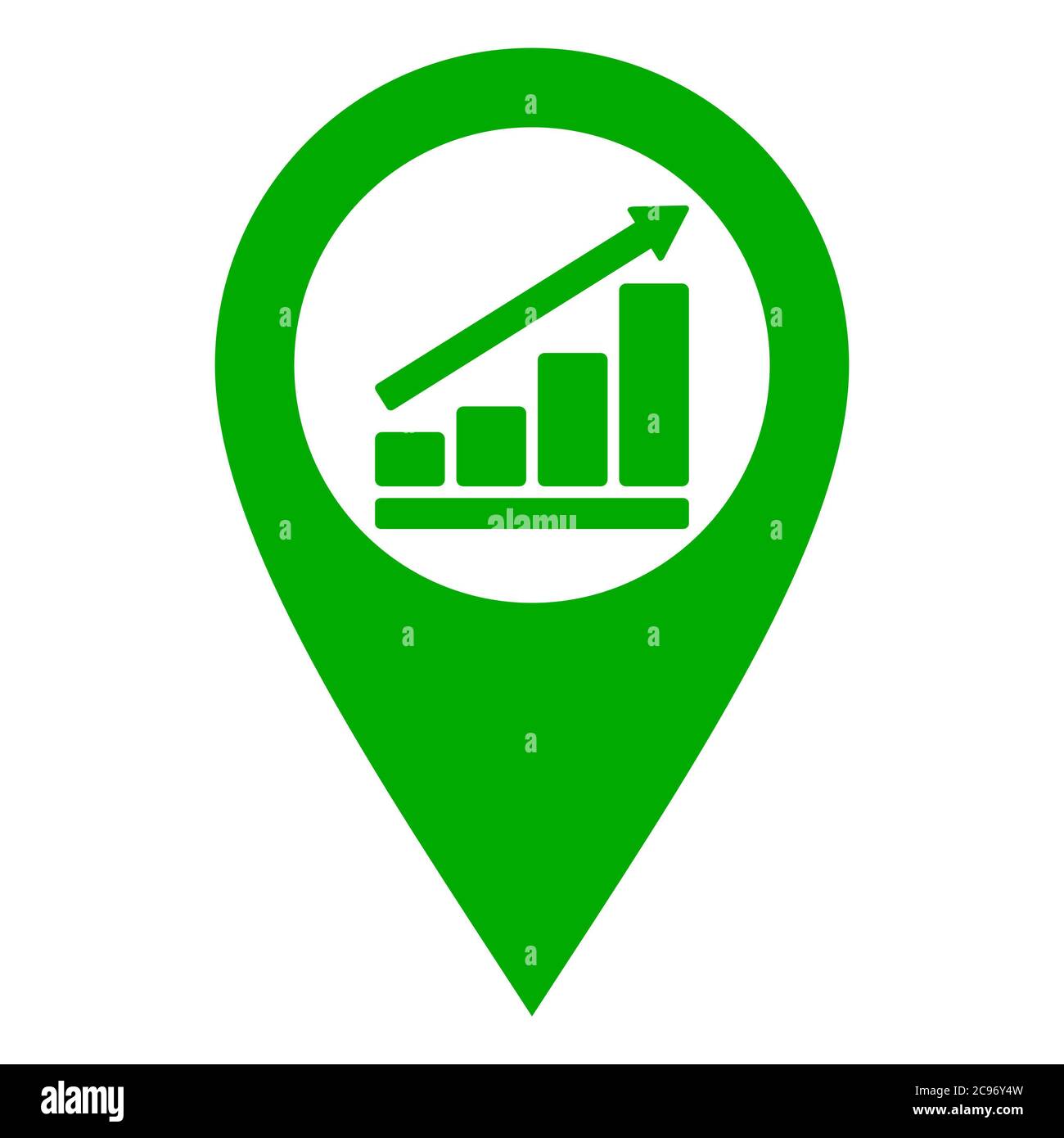 Bar chart and location pin Stock Photo - Alamy