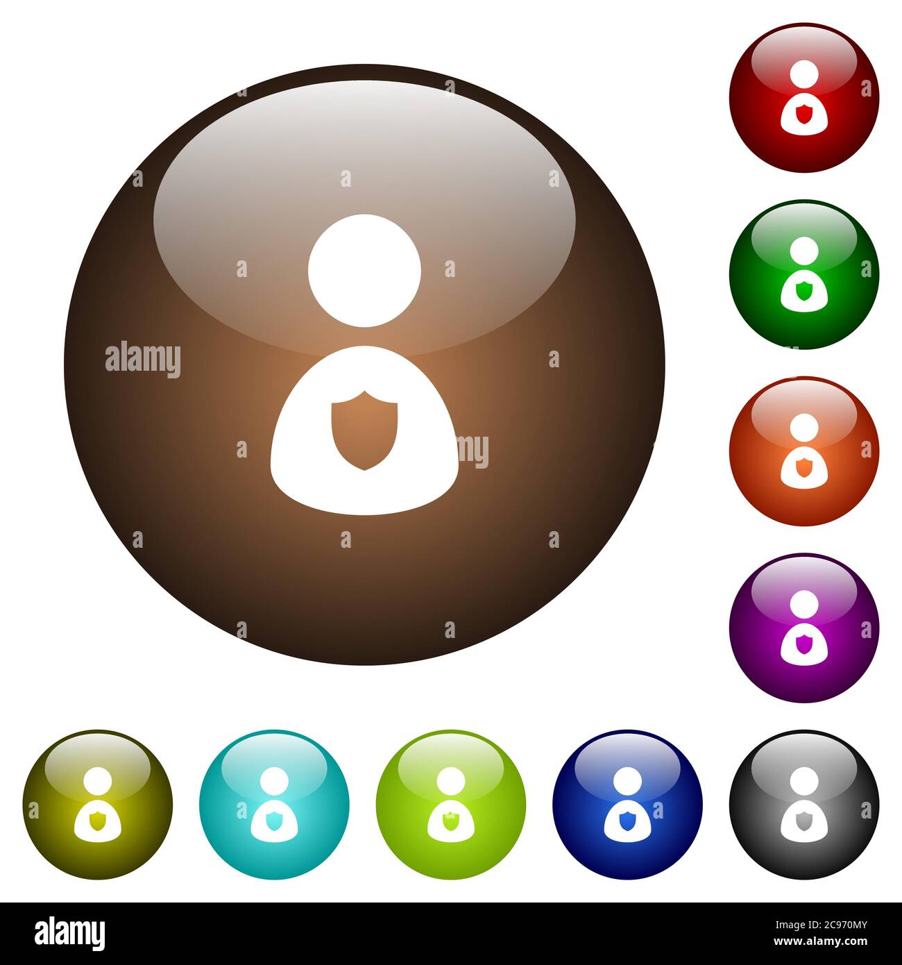 Security guard white icons on round color glass buttons Stock Vector ...