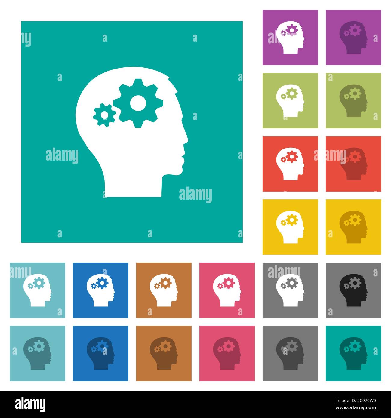 User settings multi colored flat icons on plain square backgrounds ...