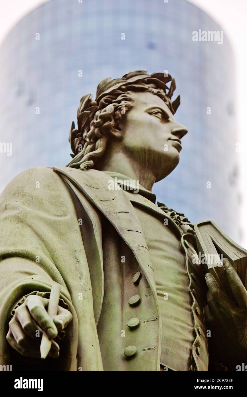 Schiller monument at the park of the Taunusanlage with Main Tower in ...