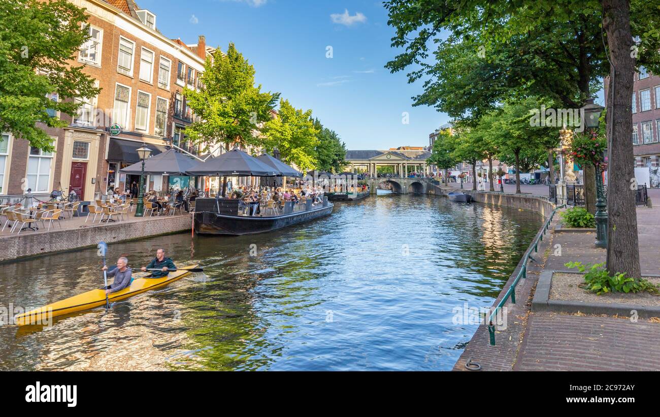 Leiden, Netherlands - July 21, 2020: Cityscape Leiden view New Rhine ...